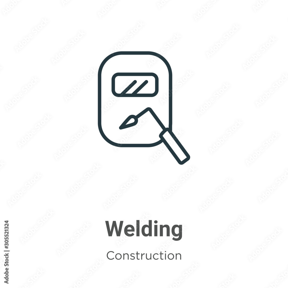 Welding outline vector icon. Thin line black welding icon, flat vector ...