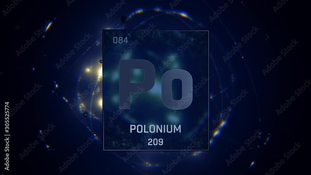 Polonium as Element 84 of the Periodic Table. Seamlessly looping 3D ...
