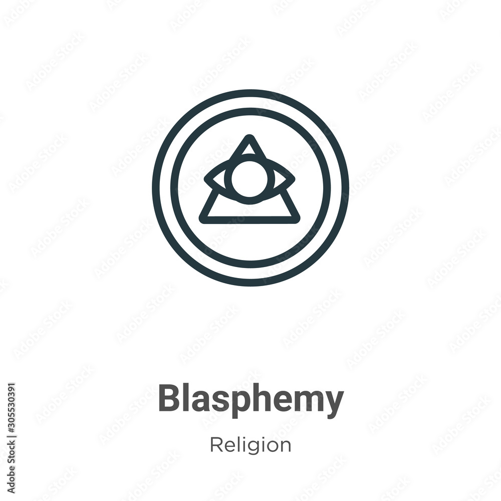 Vecteur Stock Blasphemy outline vector icon. Thin line black blasphemy ...