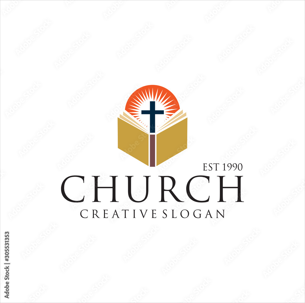 Bible scripture logo Design Vector illustration . Bible Church logo ...