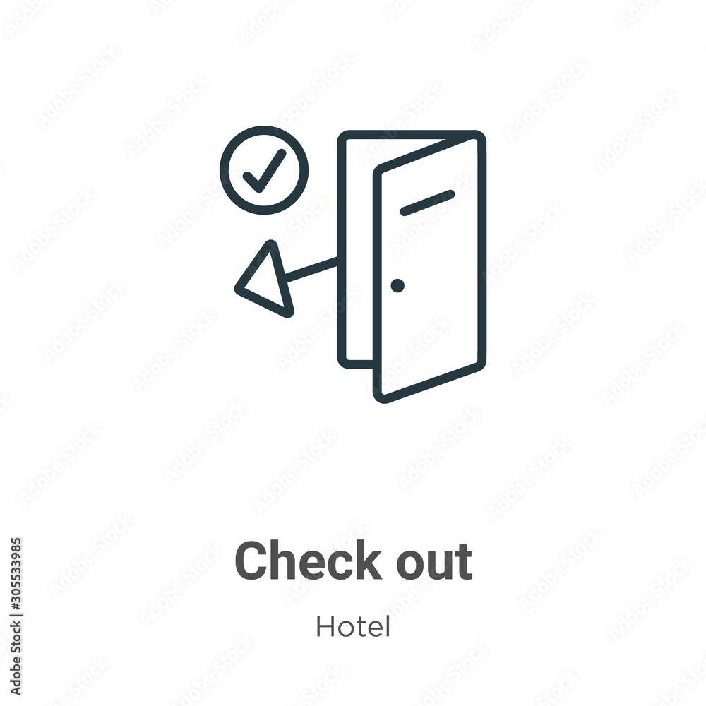 Check out outline vector icon. Thin line black check out icon, flat ...