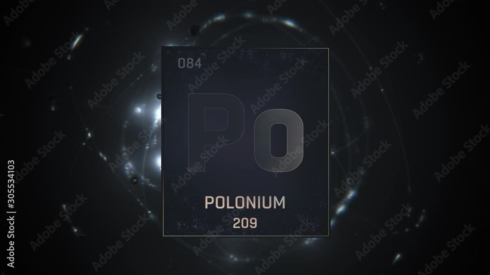 Polonium as Element 84 of the Periodic Table. Seamlessly looping 3D ...