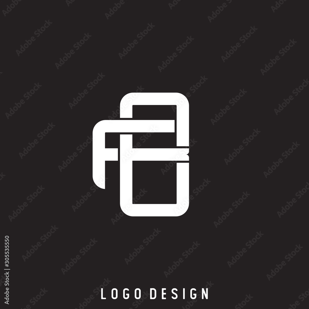 Initial letter FB, BF, interlock monogram logo, white color on black ...