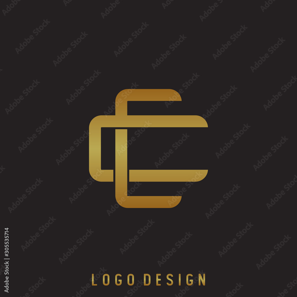 Initial letter CC, overlapping interlock monogram logo, gold color on ...