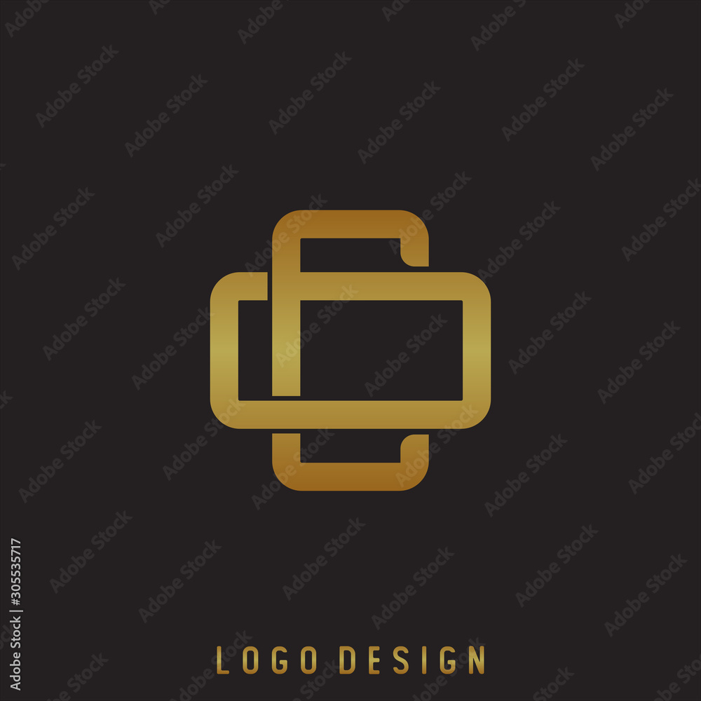Initial letter DC,CD, overlapping interlock monogram logo, gold color ...