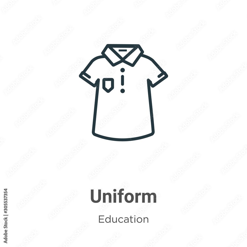 Uniform outline vector icon. Thin line black uniform icon, flat vector ...