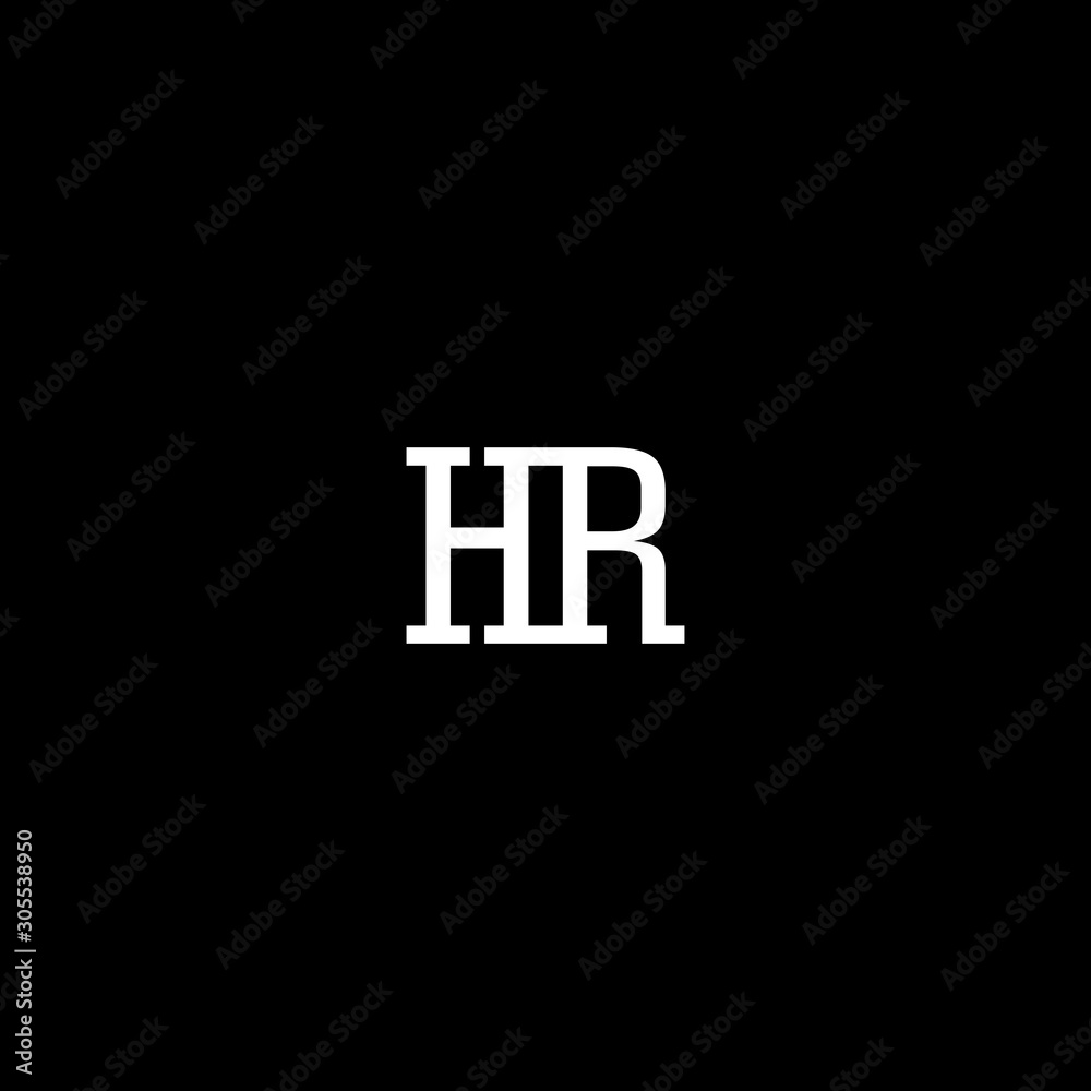 Letter HR Logo Design Template isolated on white background : Vector ...