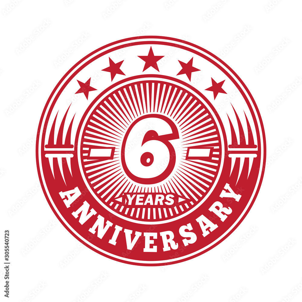 6 years logo. Six years anniversary celebration logo design. Vector and ...