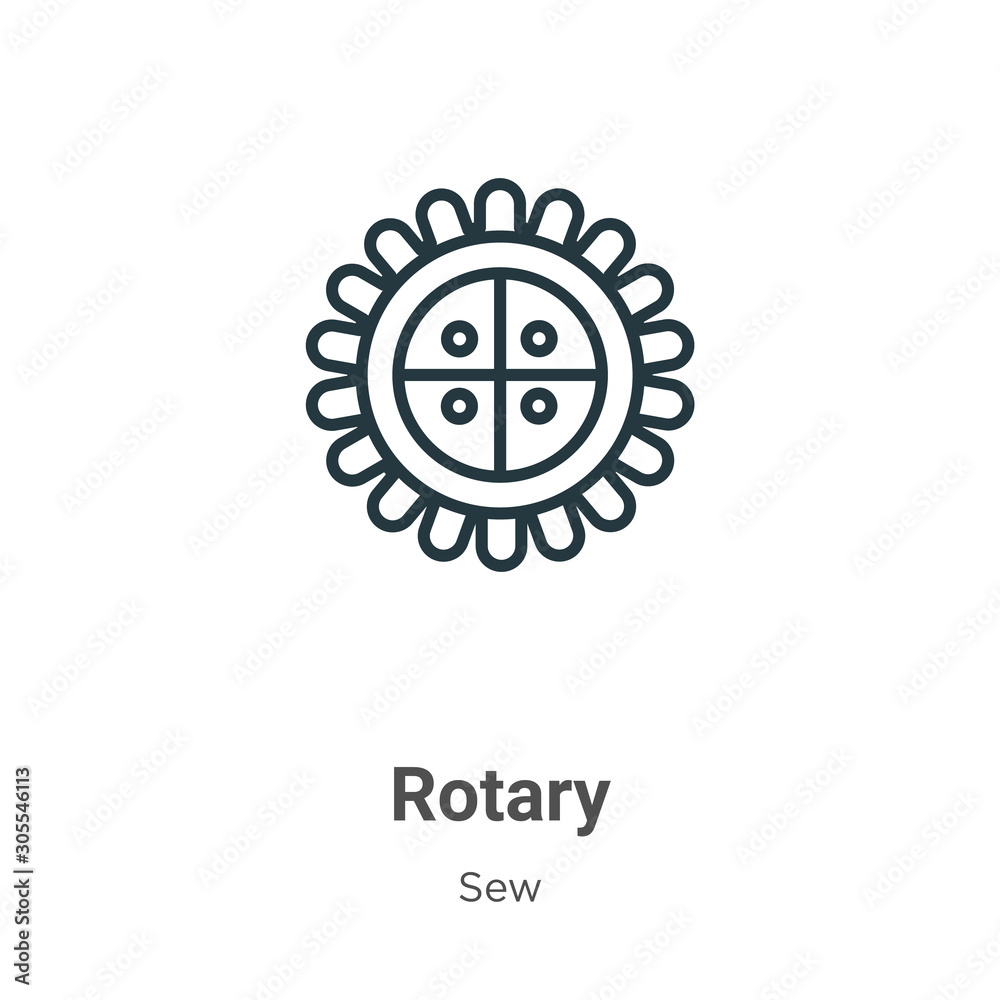Rotary outline vector icon. Thin line black rotary icon, flat vector ...