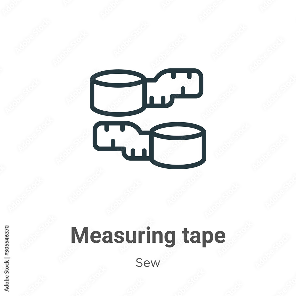 Measuring tape outline vector icon. Thin line black measuring tape icon ...