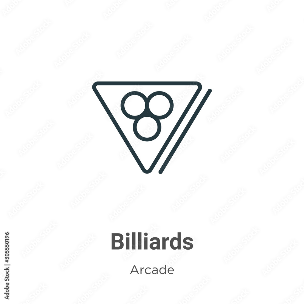 Billiards outline vector icon. Thin line black billiards icon, flat ...