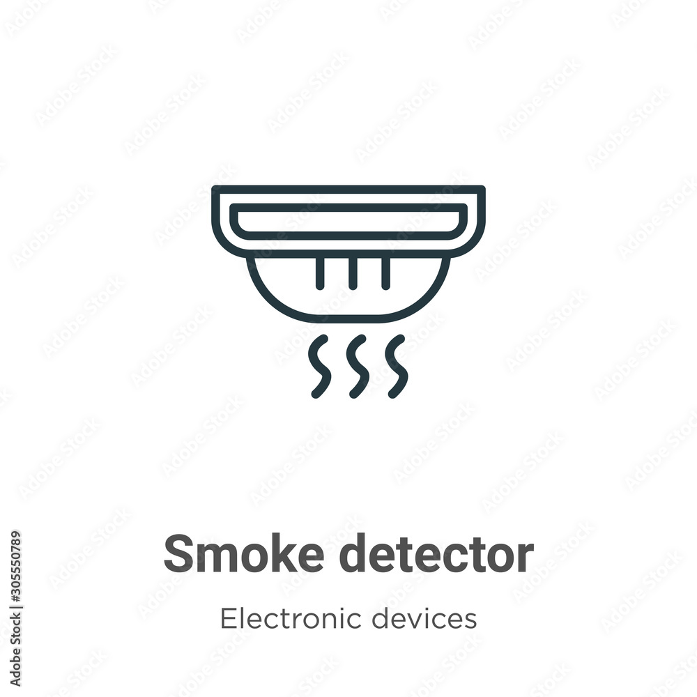 Smoke detector outline vector icon. Thin line black smoke detector icon ...