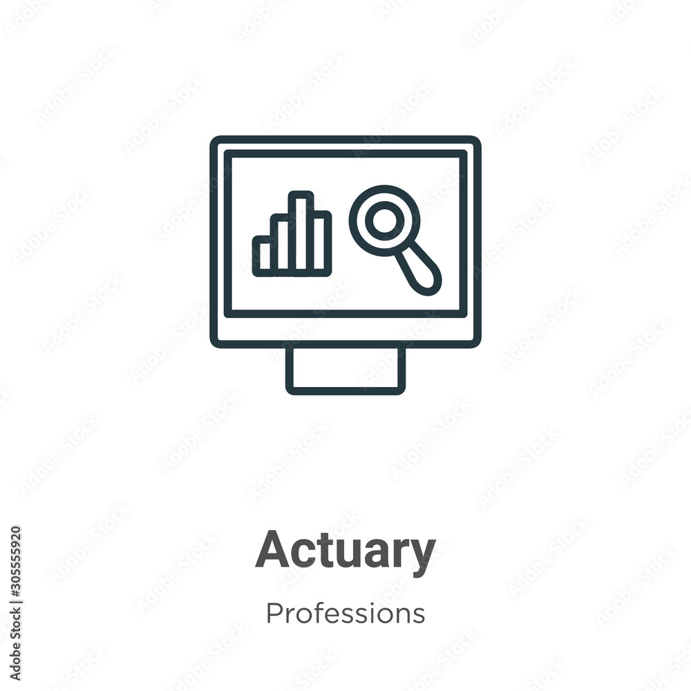 Actuary outline vector icon. Thin line black actuary icon, flat vector ...