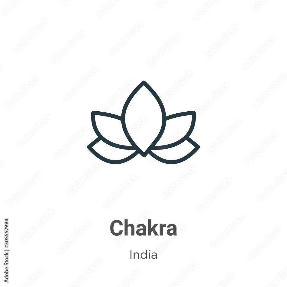 Chakra outline vector icon. Thin line black chakra icon, flat vector ...