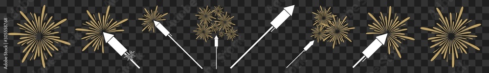 Fireworks Icon Gold | Firecracker | New Year Symbol | Pyrotechnics Logo ...