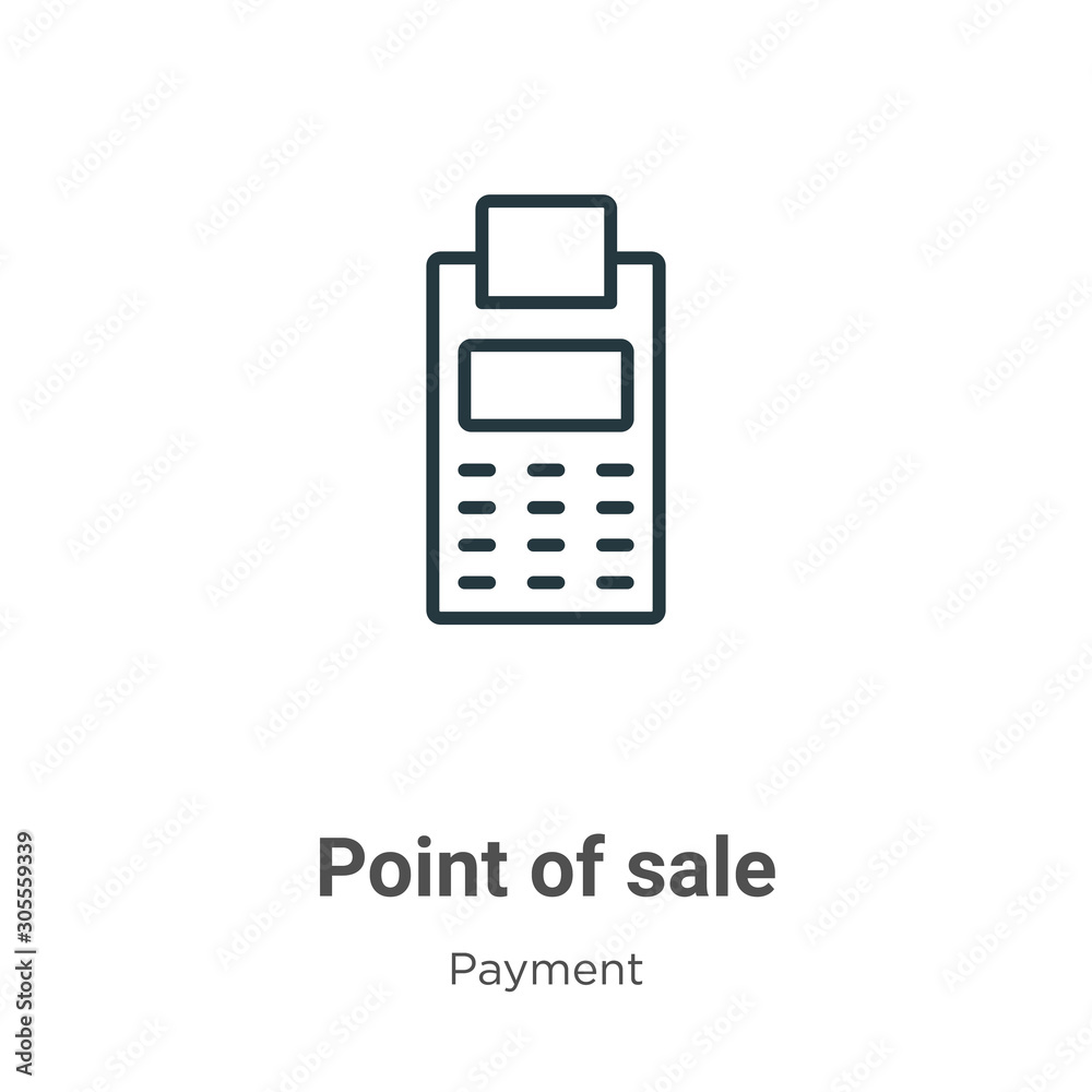 Point of sale outline vector icon. Thin line black point of sale icon ...