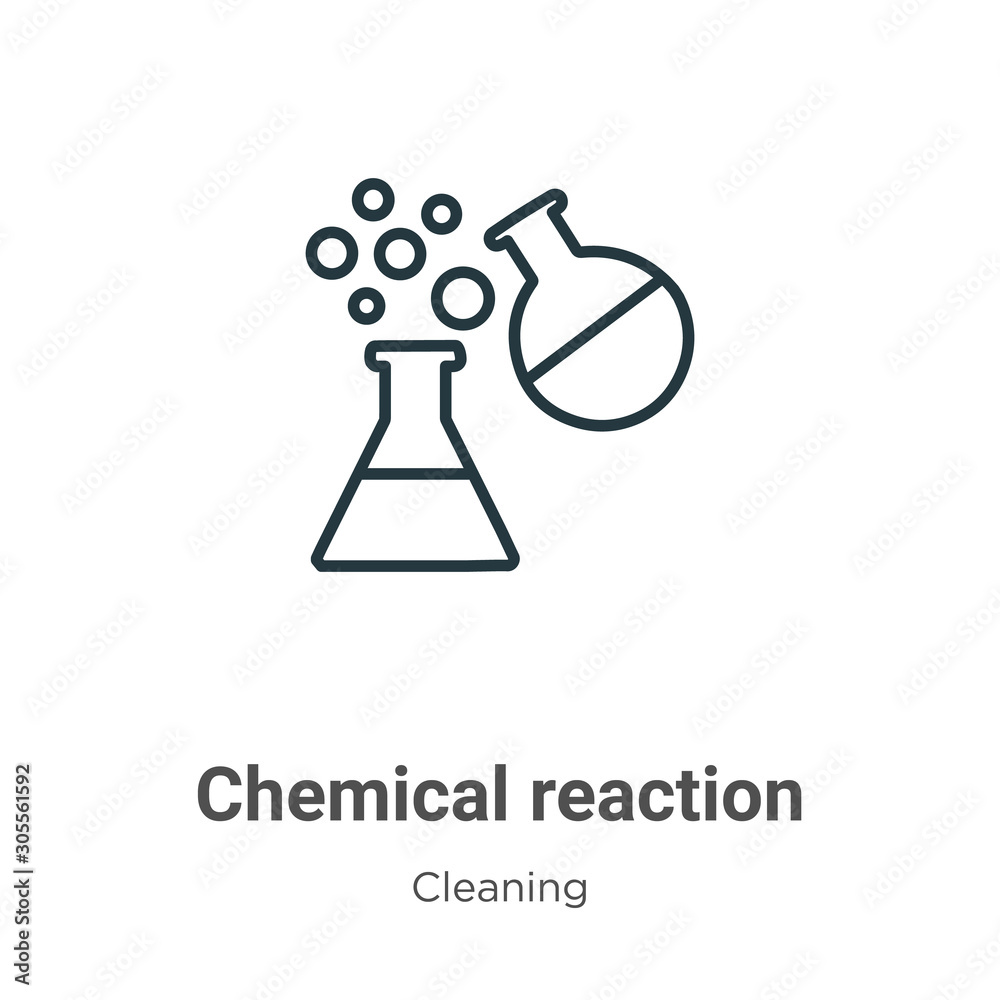 Chemical reaction outline vector icon. Thin line black chemical ...