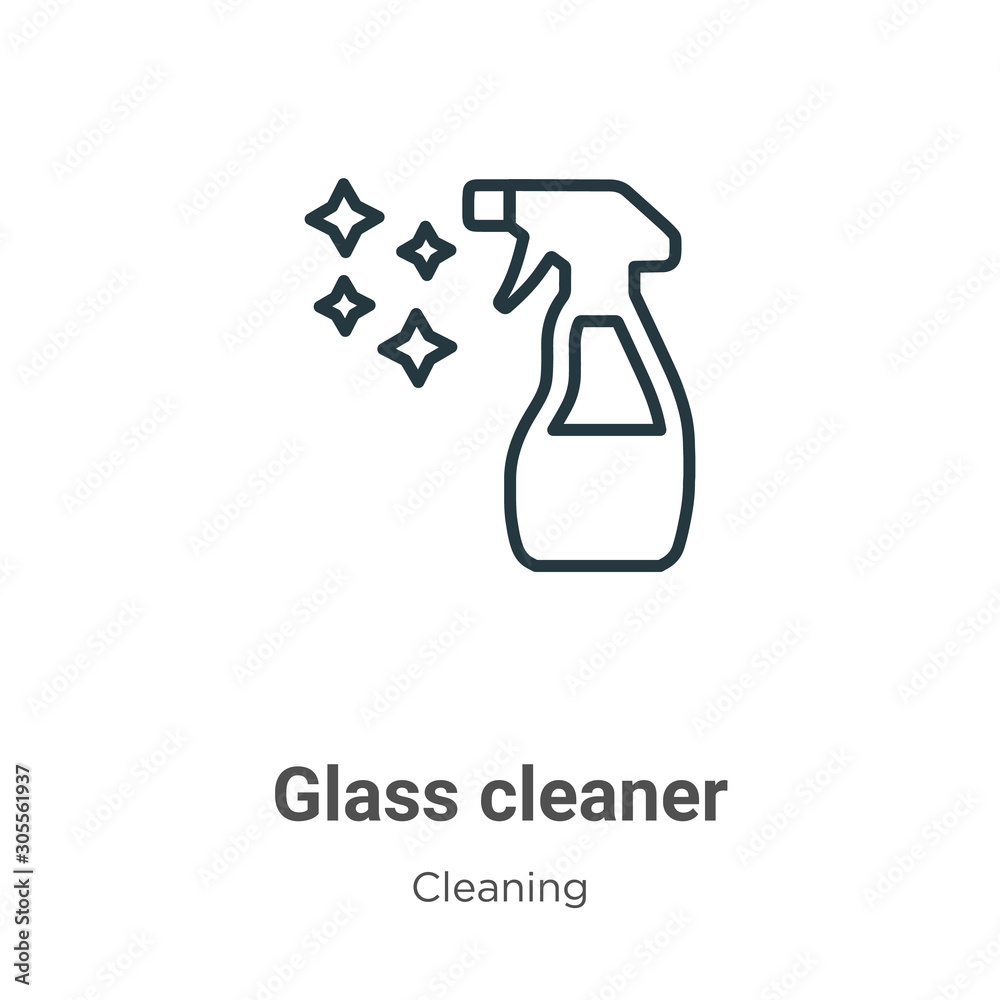 Glass cleaner outline vector icon. Thin line black glass cleaner icon ...