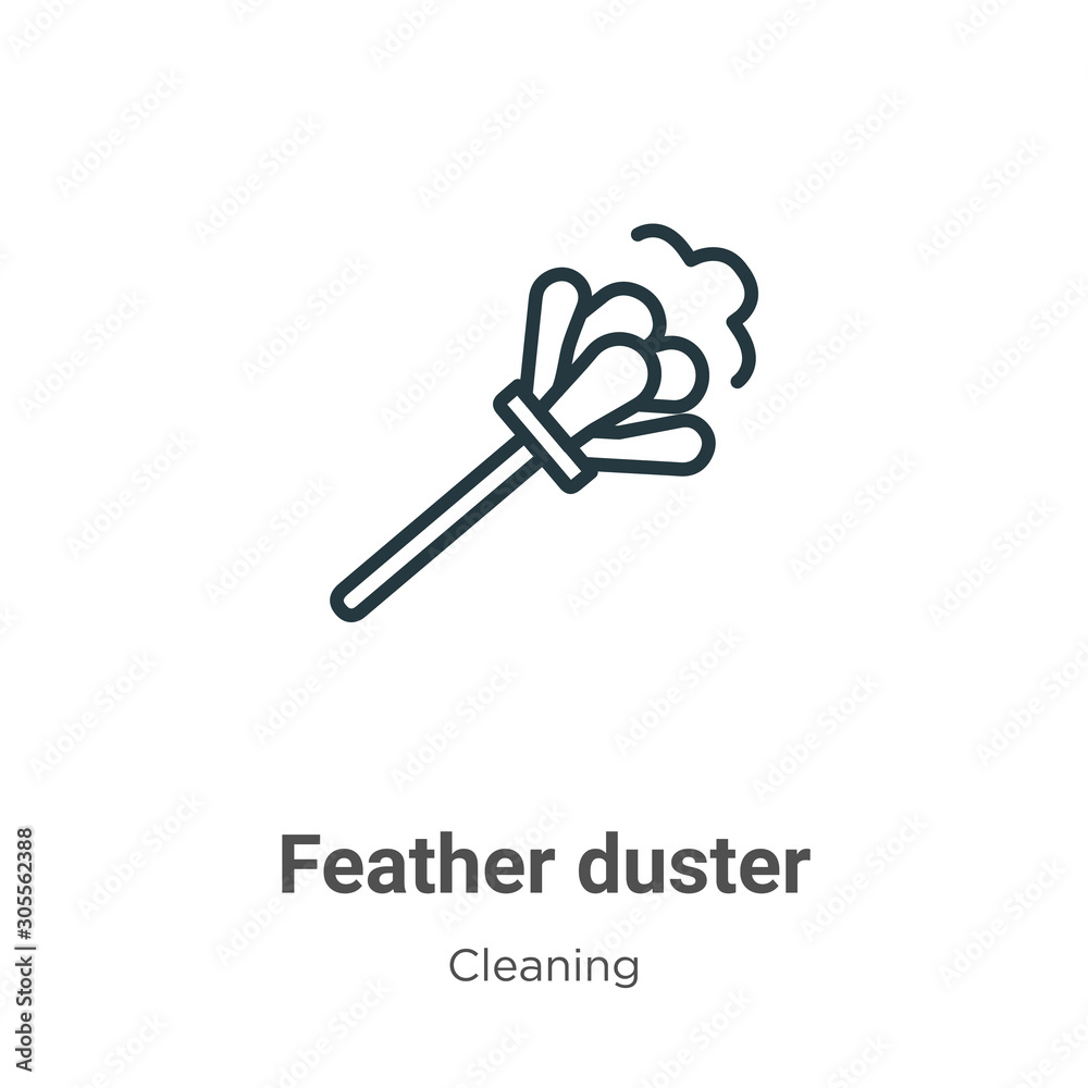 Feather duster outline vector icon. Thin line black feather duster icon ...