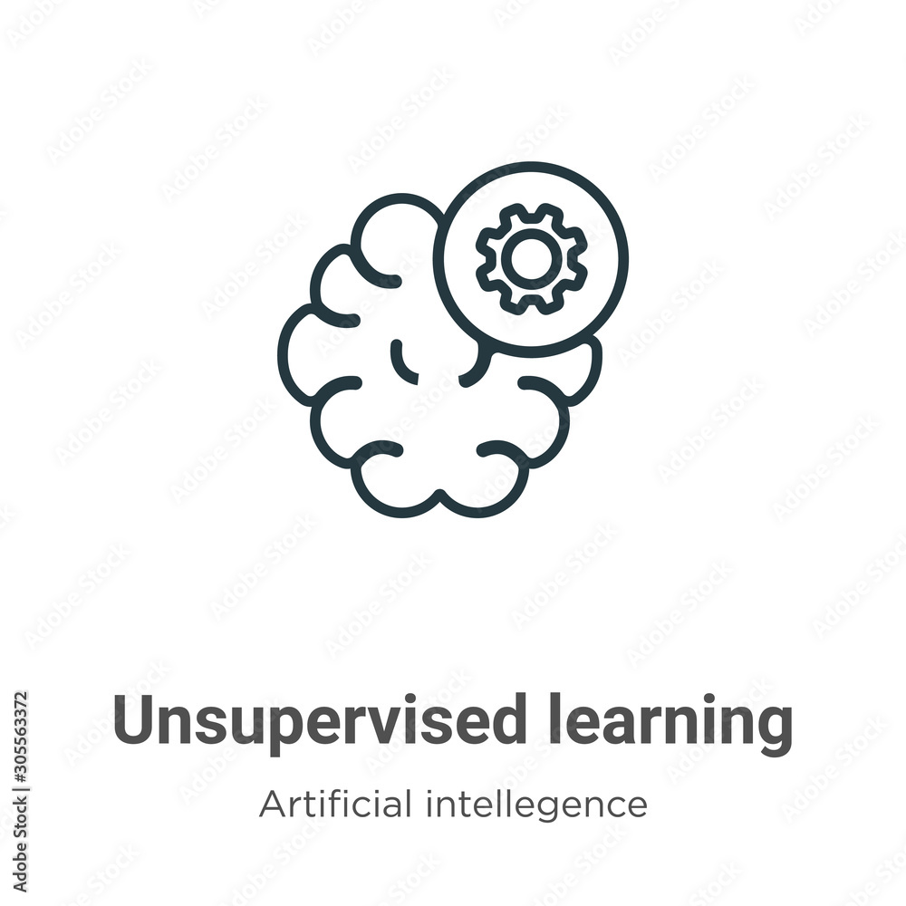 Unsupervised learning outline vector icon. Thin line black unsupervised ...