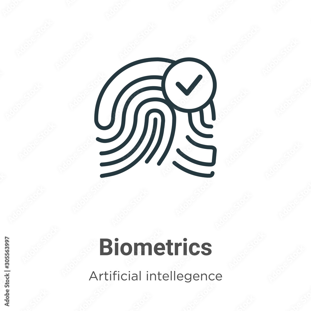 Biometrics outline vector icon. Thin line black biometrics icon, flat ...