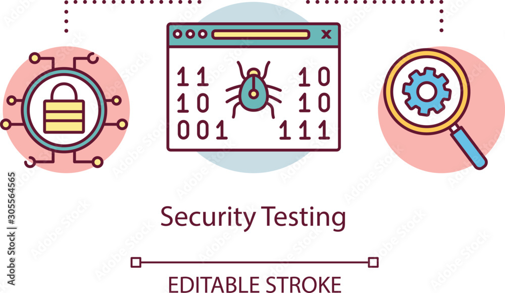 Security testing concept icon. Examine computer protection idea thin ...