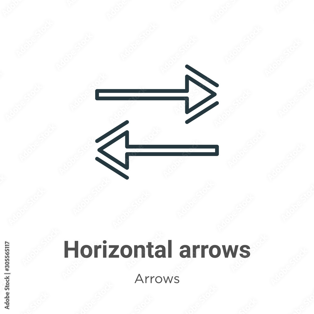 Horizontal arrows outline vector icon. Thin line black horizontal ...