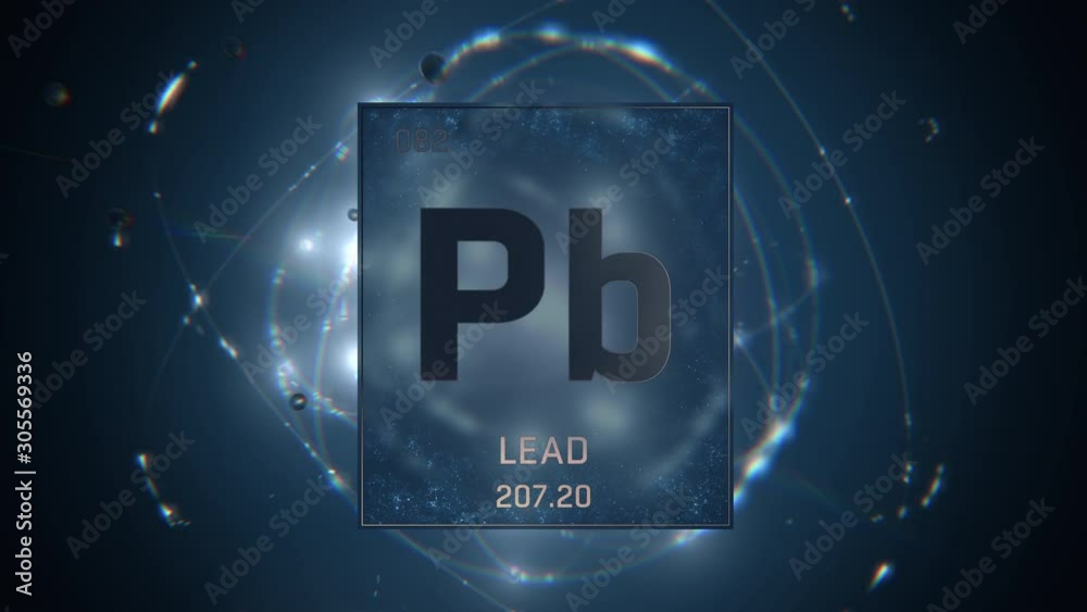 Lead as Element 82 of the Periodic Table. Seamlessly looping 3D ...