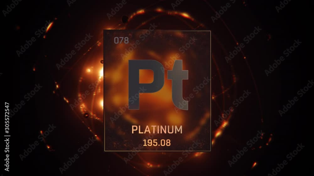 Platinum as Element 78 of the Periodic Table. Seamlessly looping 3D ...