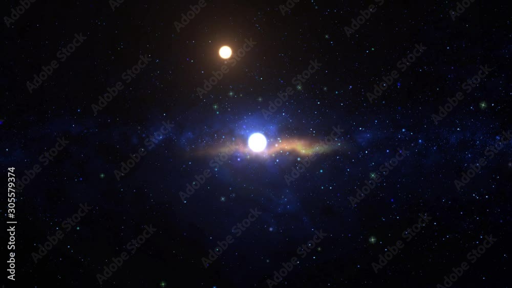 Planets sun moon and stars. Stars big explosion. Fast motion energy ...