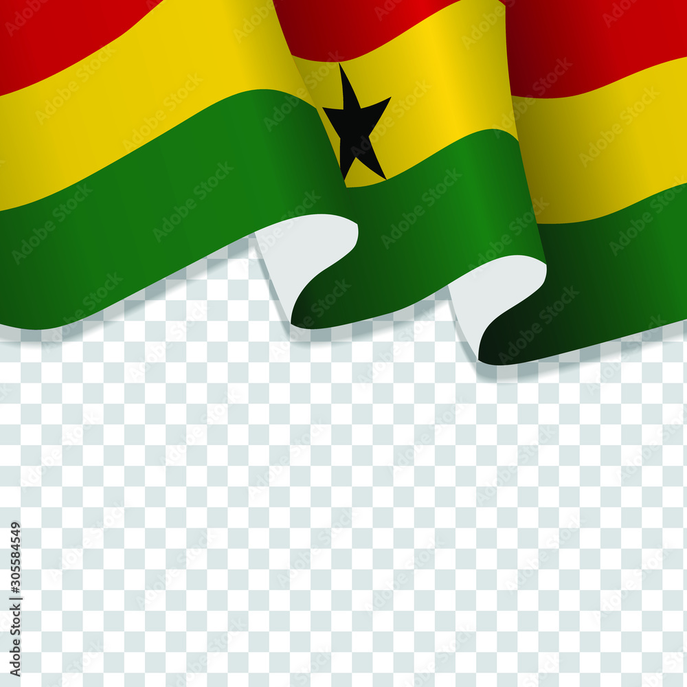 Waving flag of Ghana. illustration of wavy Ghana Flag for National Day ...
