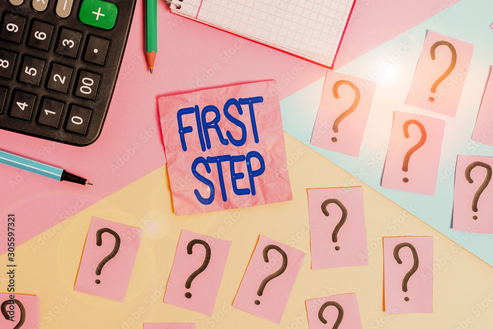 Foto de Handwriting text First Step. Conceptual photo The first of a ...