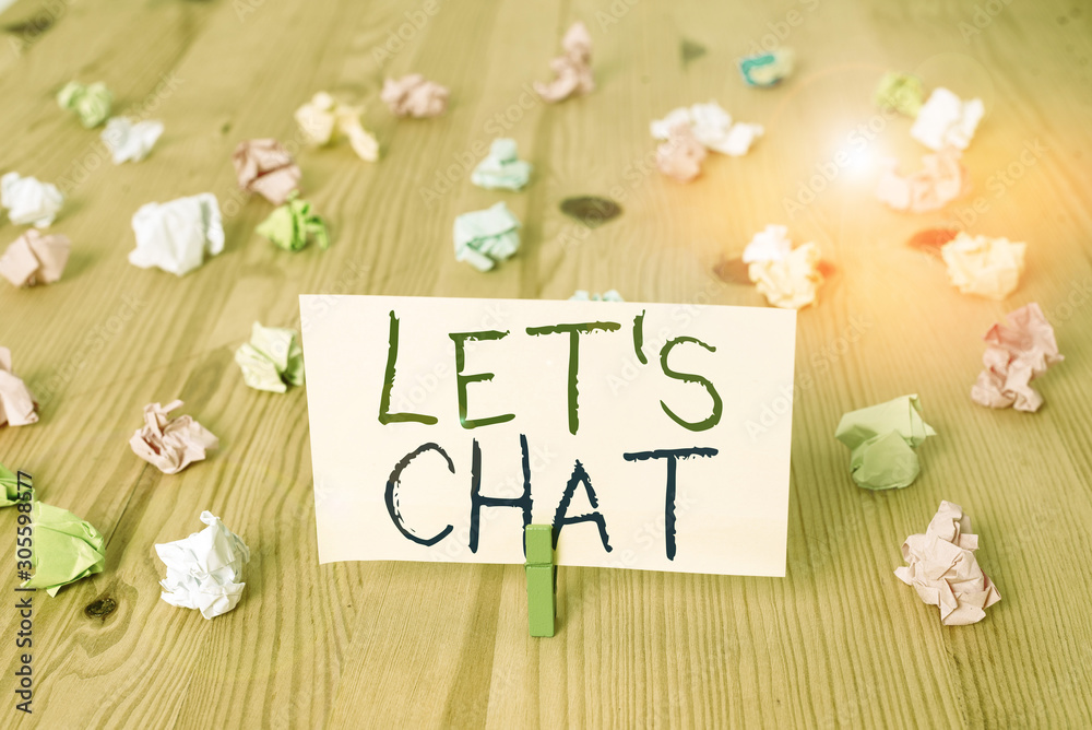 Conceptual hand writing showing Let S Is Chat. Concept meaning inviting ... Conceptual hand writing showing Let S Is Chat. Concept meaning inviting ...
