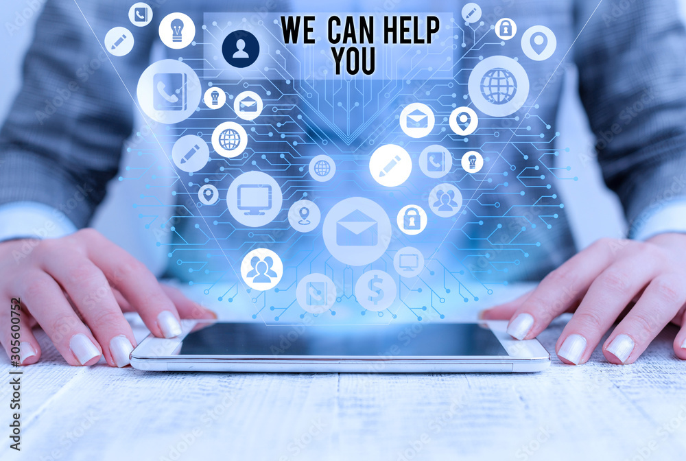 Word writing text We Can Help You. Business photo showcasing Support ...