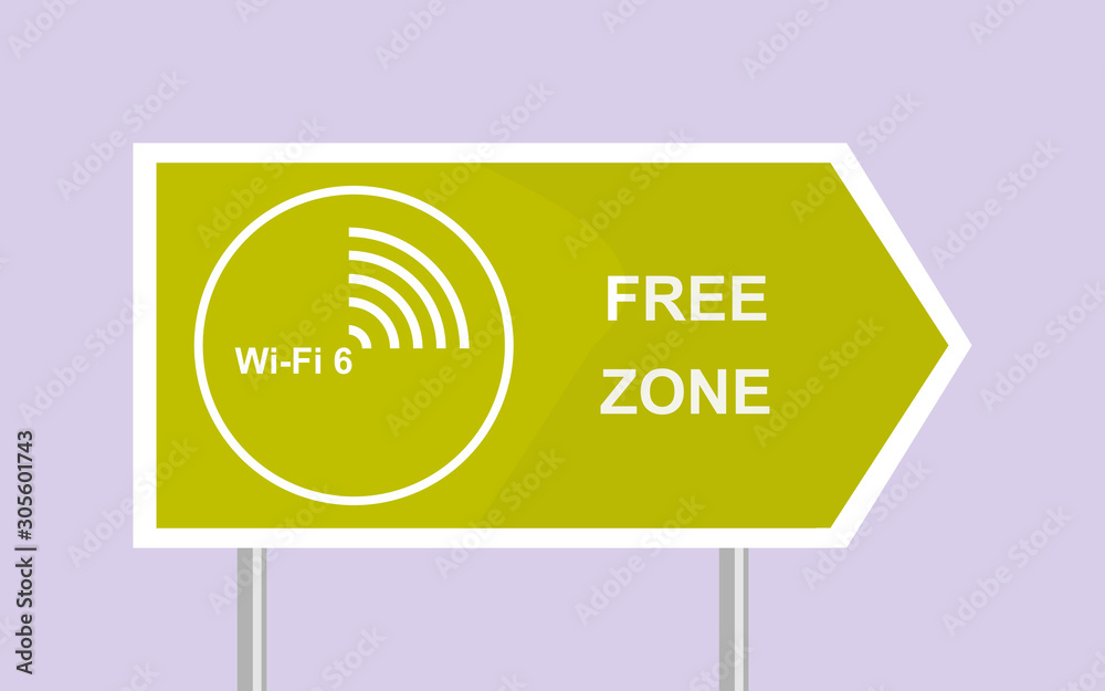 Graphic, free zone sign, isolated. Illustration, poster WiFi 6 WLAN ...