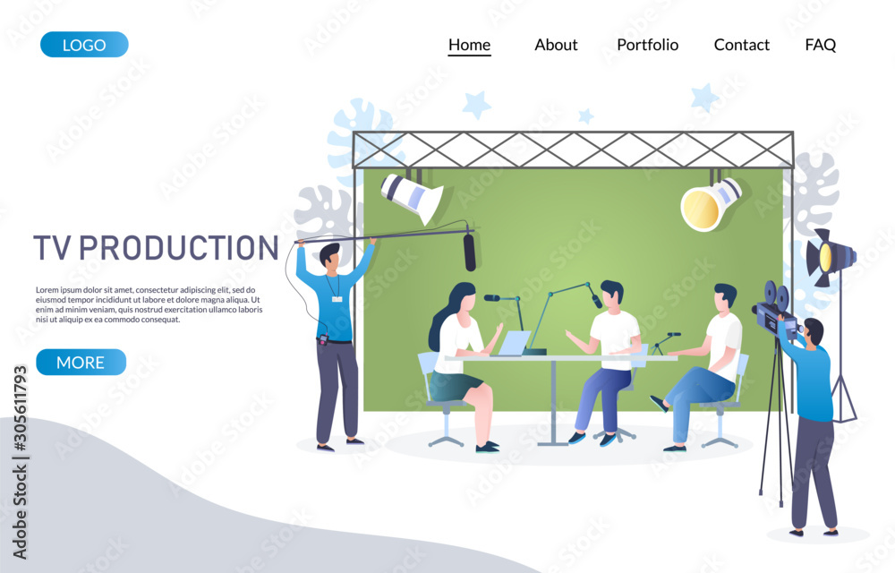 Tv production vector website landing page design template Stock Vector ...