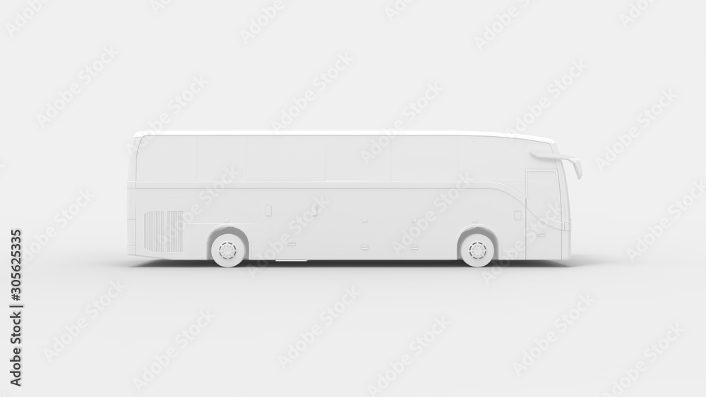 3d rendering of a passenger bus isolated in a grey studio background ...