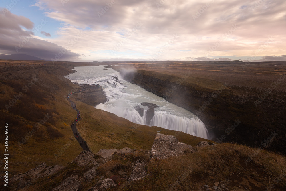 Gulfoss waterfall, the most famous and one of the strongest waterfall ...