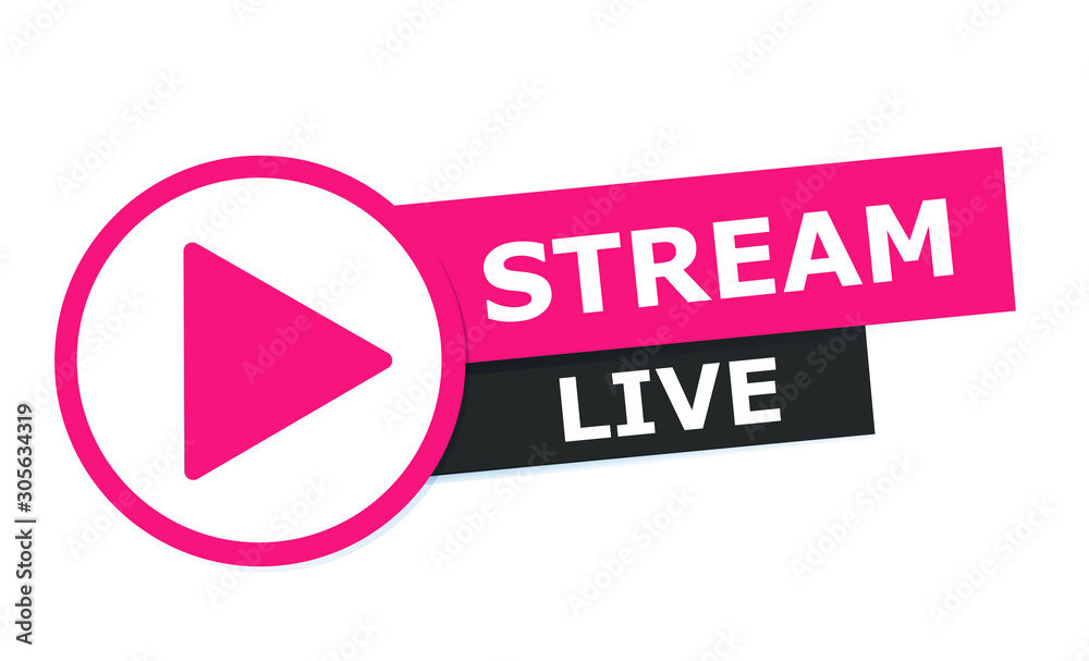Live streaming logo - vector design element with play button for news ...