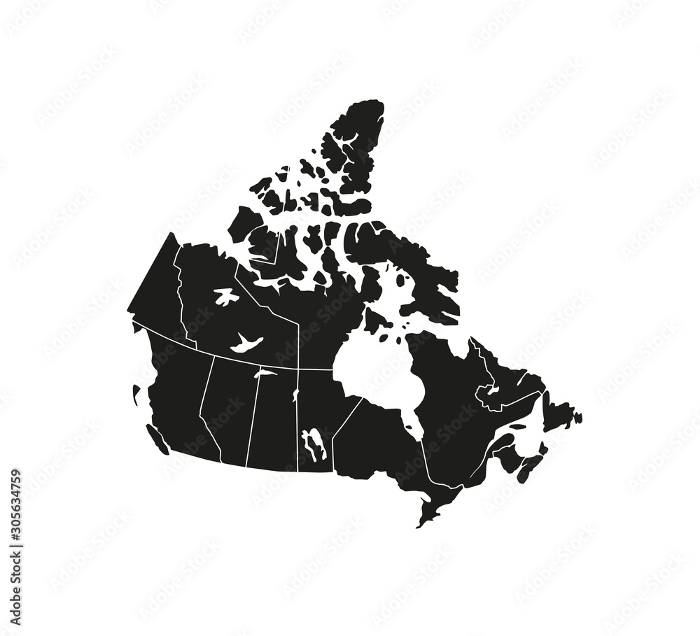 Canada Map, states border map. Vector illustration. Stock Vector ...
