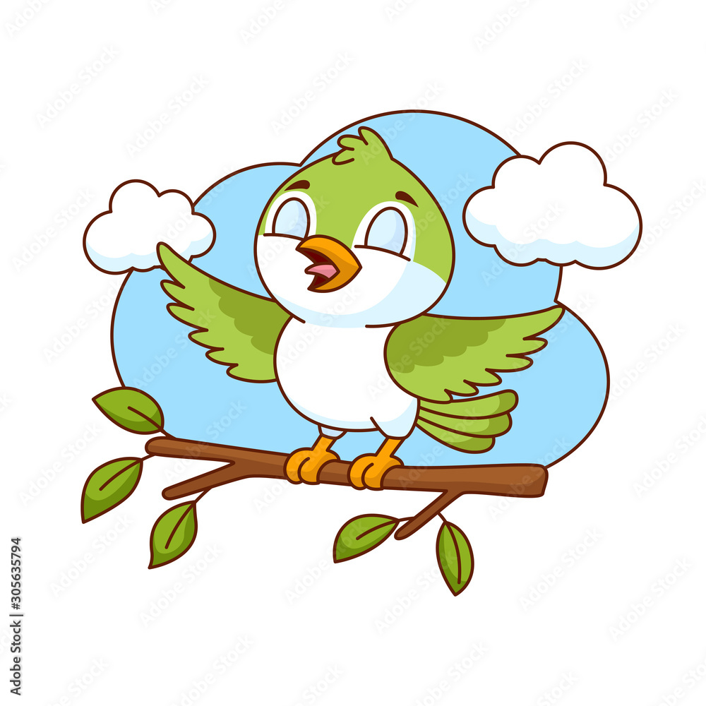 Singing bird vector cartoon illustration Stock Vector | Adobe Stock