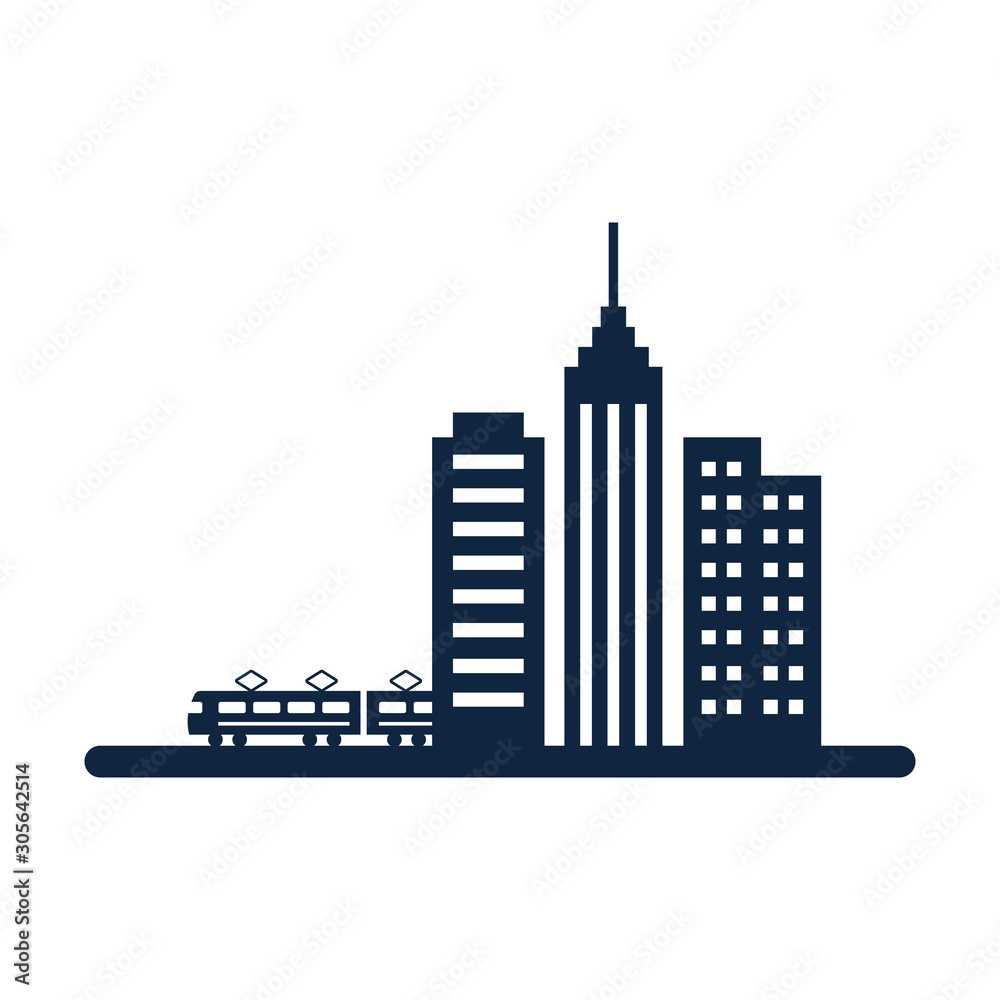 Side view classic antique tramline on white way backdrop. outline black ...