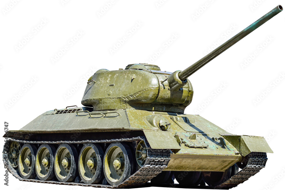 Old Soviet t-34 tank on isolated white background. Stock Photo | Adobe ...