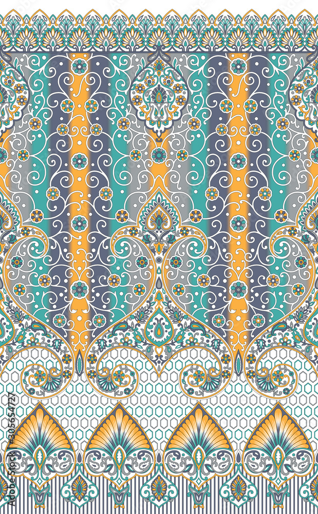 Seamless border with traditional Asian design elements Stock ...