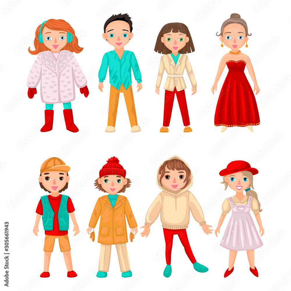 Cartoon people isolated on white. Male and female character. Vector ...