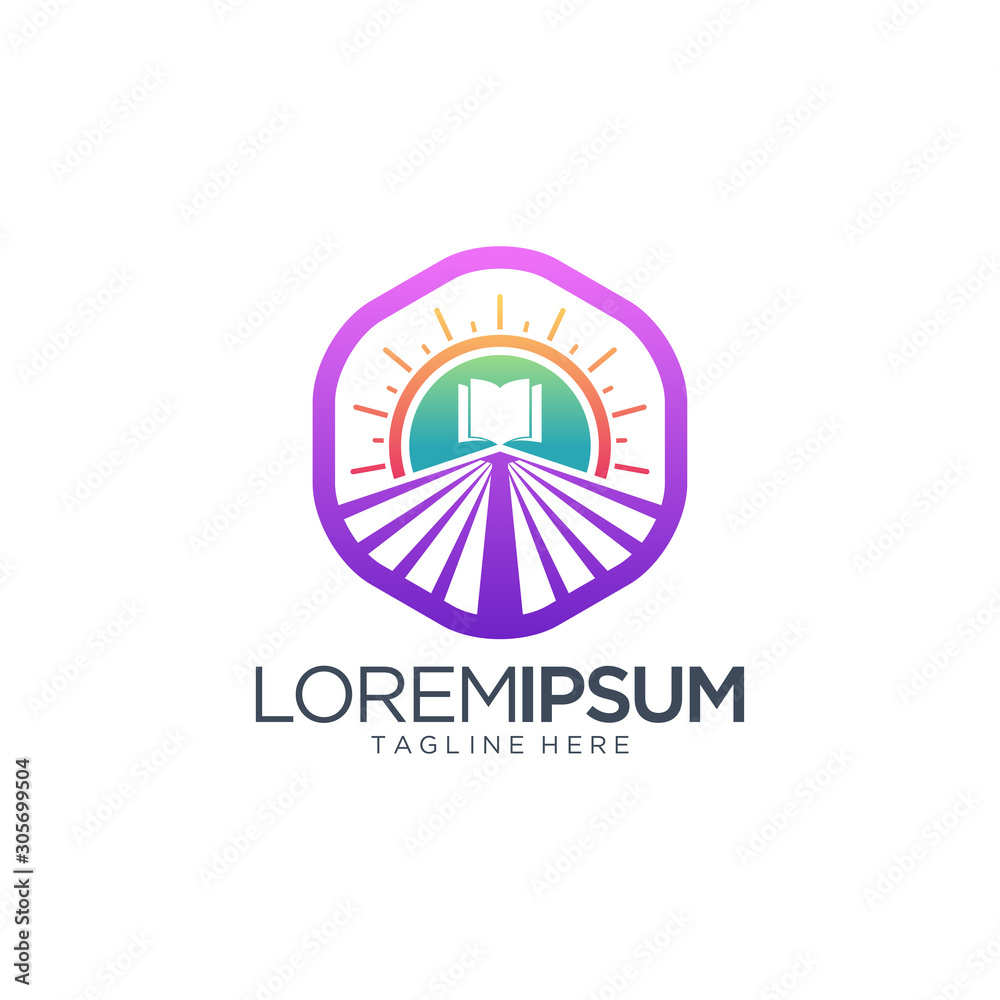 Hexagon High School Logo Design Template Stock Vector | Adobe Stock