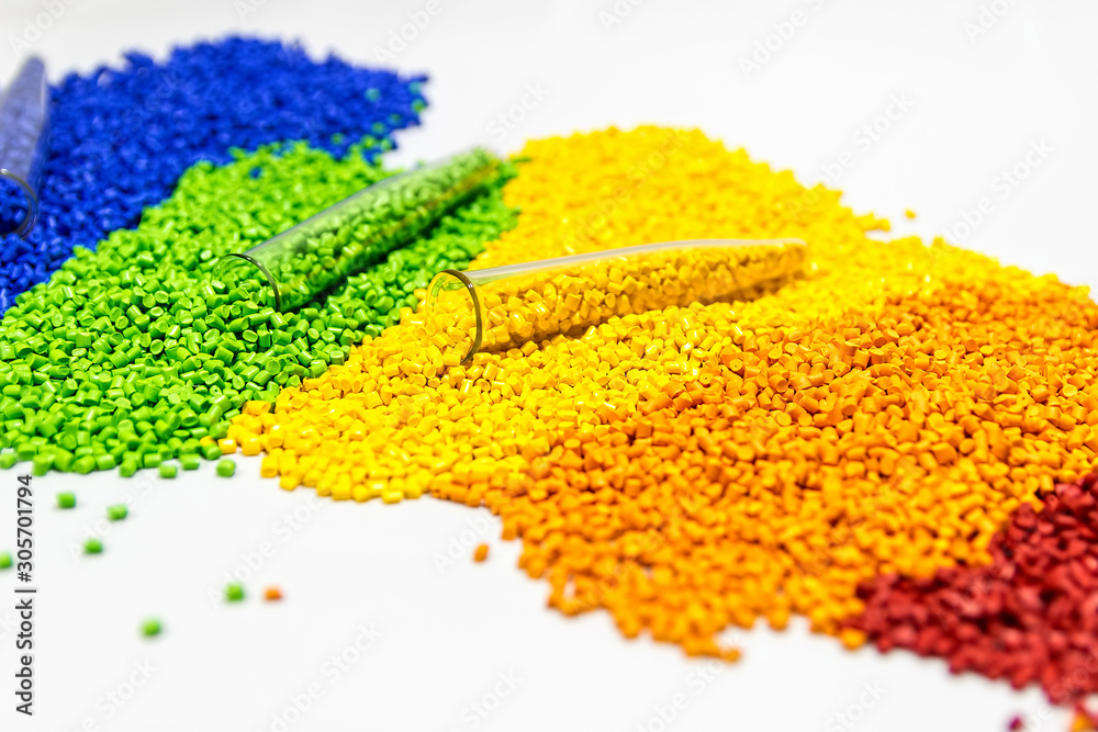 Polymeric dye. Colorant for plastics. Pigment in the granules. Stock ...