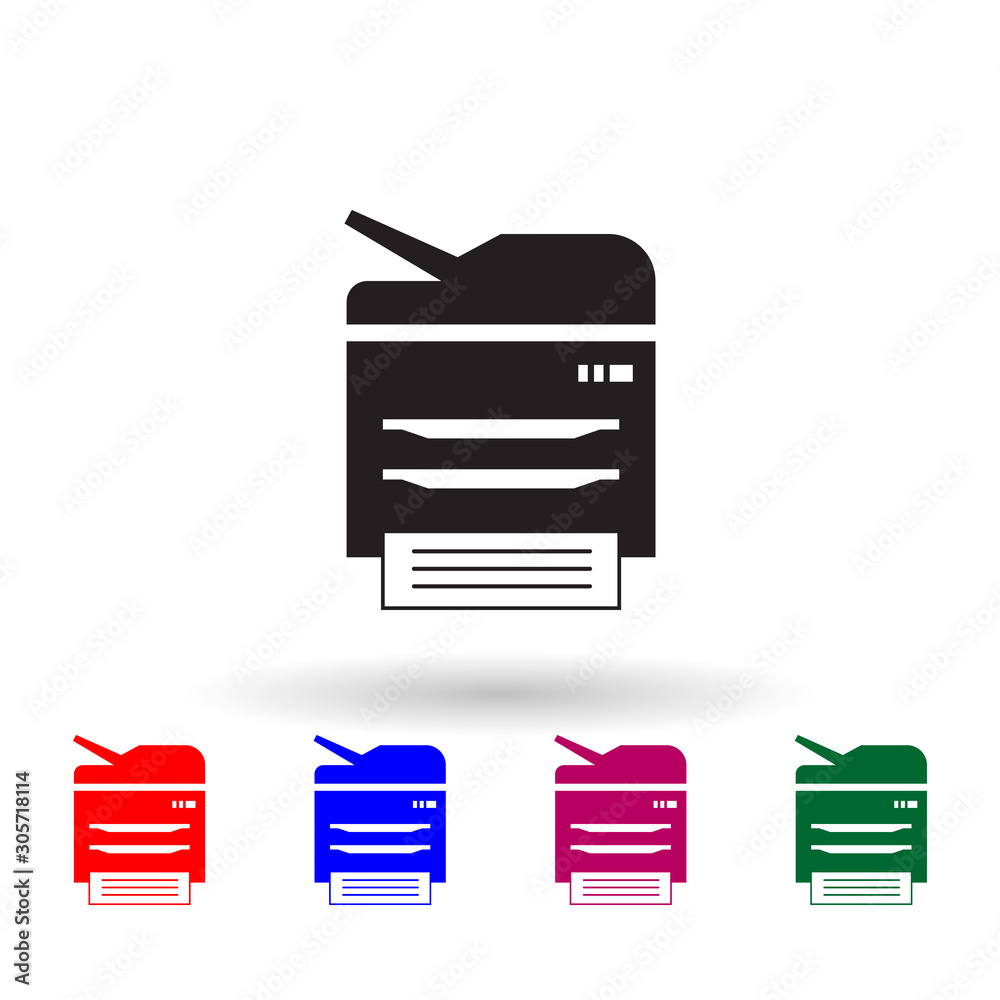 Office printer multi color icon. Simple glyph, flat vector of print ...