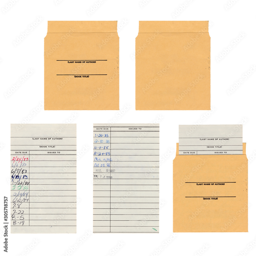 Set of Old Library Cards from the 1980s Stock Photo | Adobe Stock