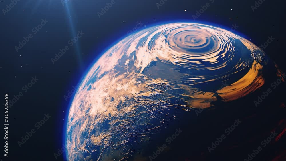 Planet Earth From Space High Detailed Animation Sunrise View From